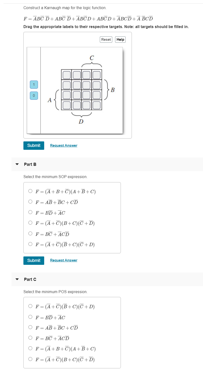 Solved Construct A Karnaugh Map For The Logic Function F 0400
