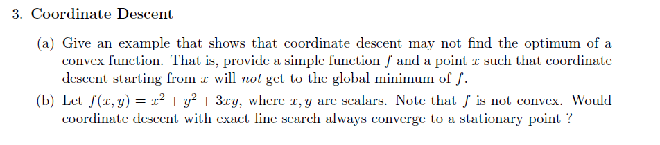 3 Coordinate Descent A Give An Example That Shows