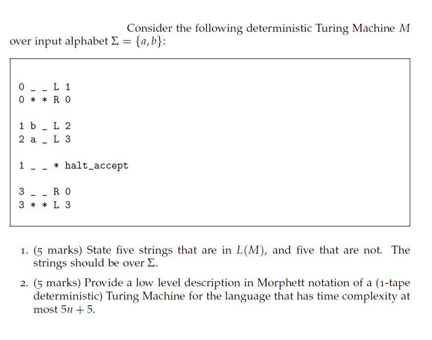 Solved Consider the following deterministic Turing Machine M | Chegg.com