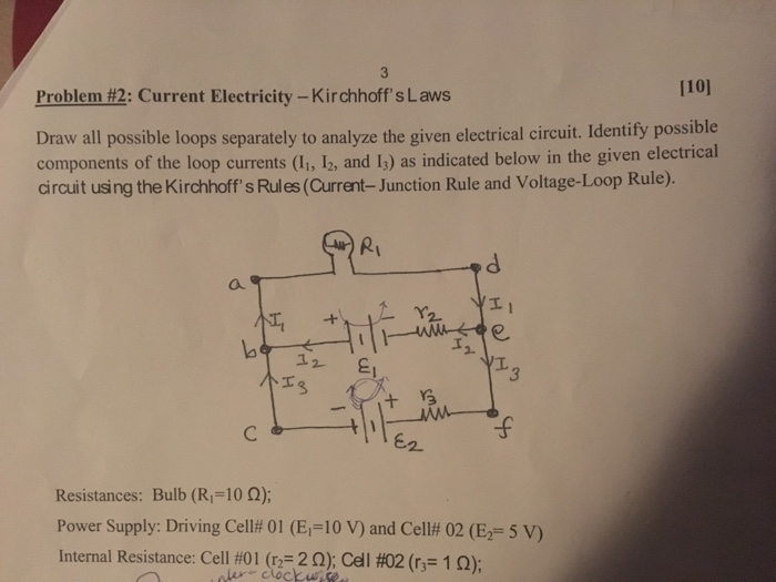Solved Problem #2: Current Electricity-Kirchhoff's Laws 110] | Chegg.com