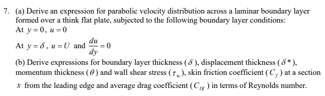 Solved 7. (a) Derive an expression for parabolic velocity | Chegg.com