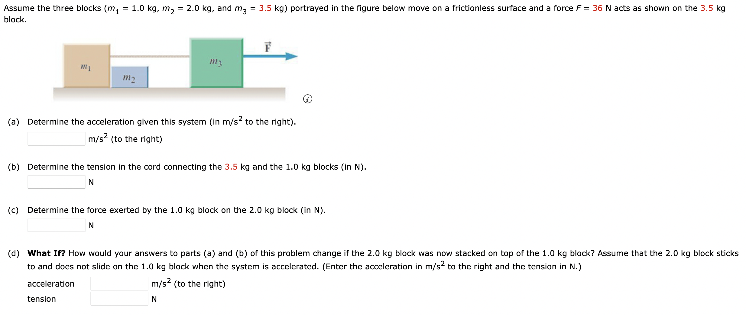 Solved Assume the three blocks (m1=1.0 kg,m2=2.0 kg, and | Chegg.com