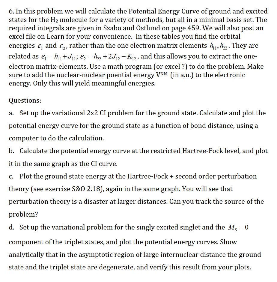 Solved 6. ﻿In this problem we will calculate the Potential | Chegg.com