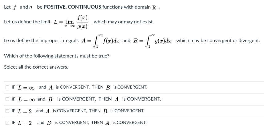 Solved Let f and gbe POSITIVE, CONTINUOUS functions with | Chegg.com