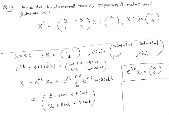Solved 0.13 Find the fundamental matrix, exponential matny | Chegg.com