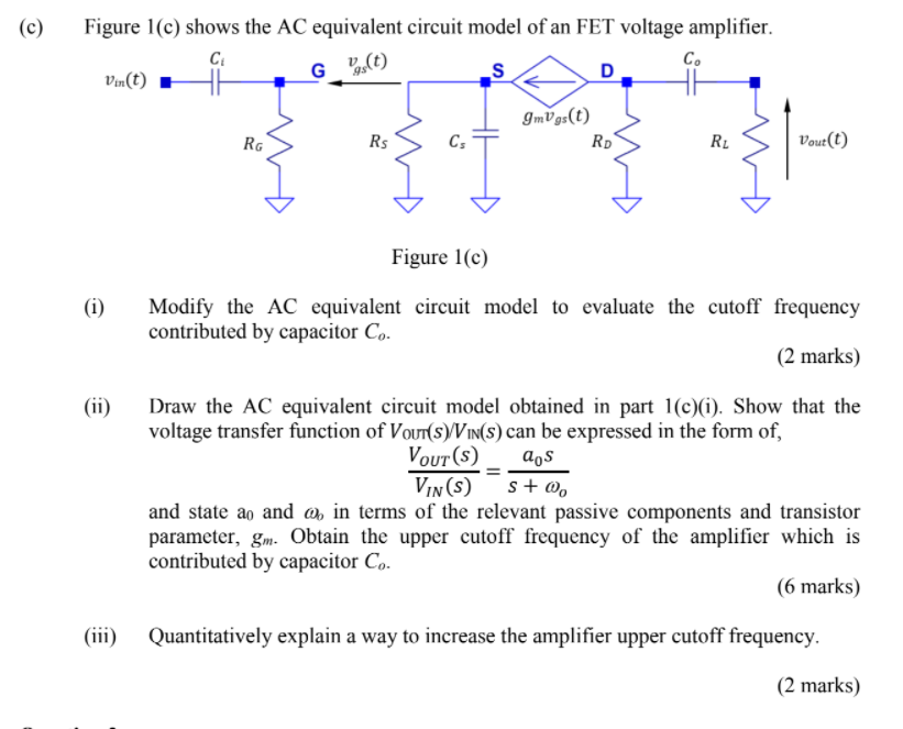 Solved (c) Figure 1(c) shows the AC equivalent circuit model | Chegg.com