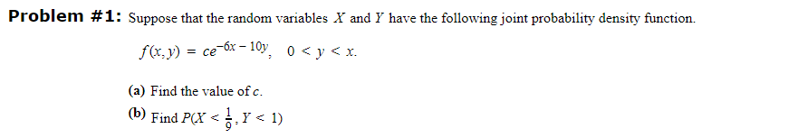 Solved roblem \#1: Suppose that the random variables X and Y | Chegg.com