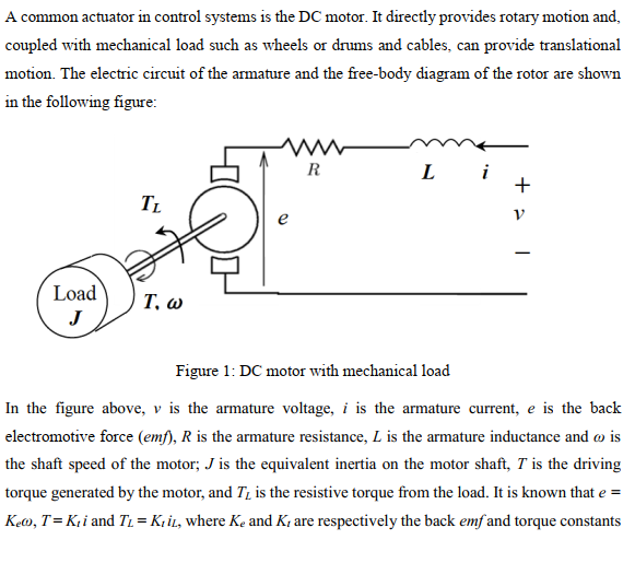 Solved A common actuator in control systems is the DC motor. | Chegg.com