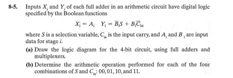 Solved Inputs X and Y of each full adder in an arithmetic | Chegg.com
