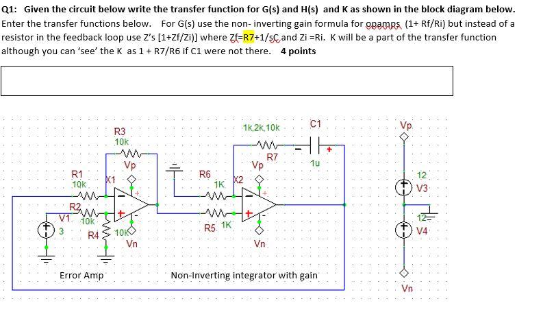 Solved Q1: Given the circuit below write the transfer | Chegg.com