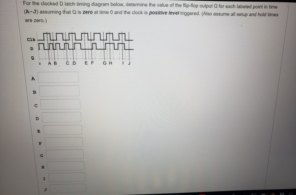Solved For the clocked D latch timing diagram below, | Chegg.com