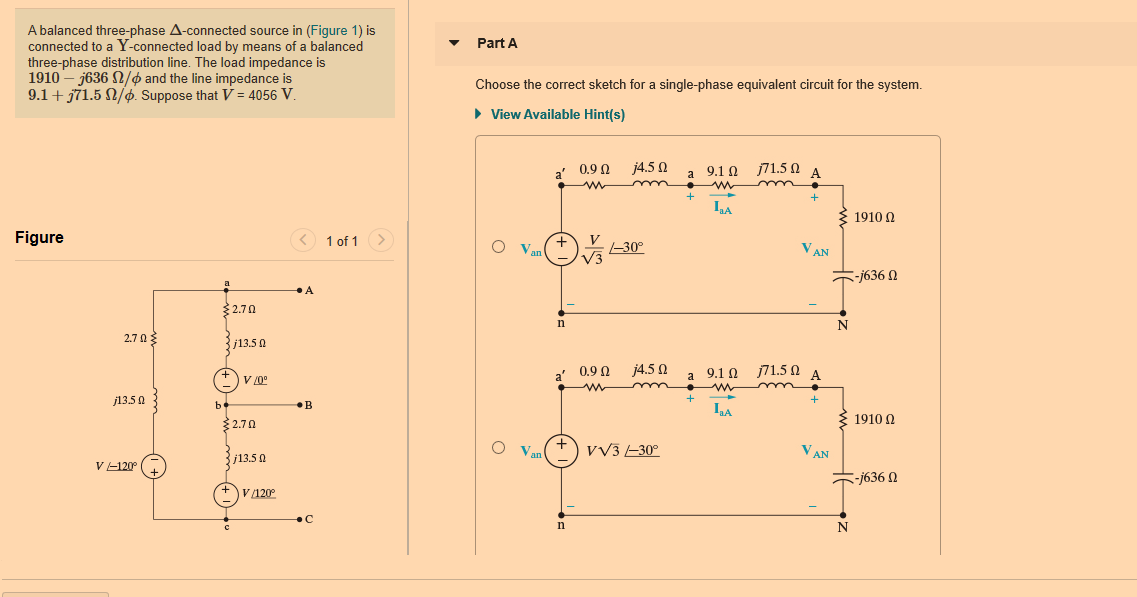 Solved A balanced three-phase A-connected source in (Figure | Chegg.com