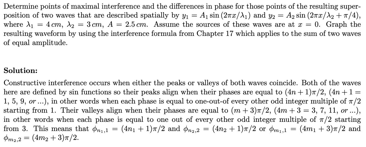 Determine points of maximal interference and the | Chegg.com