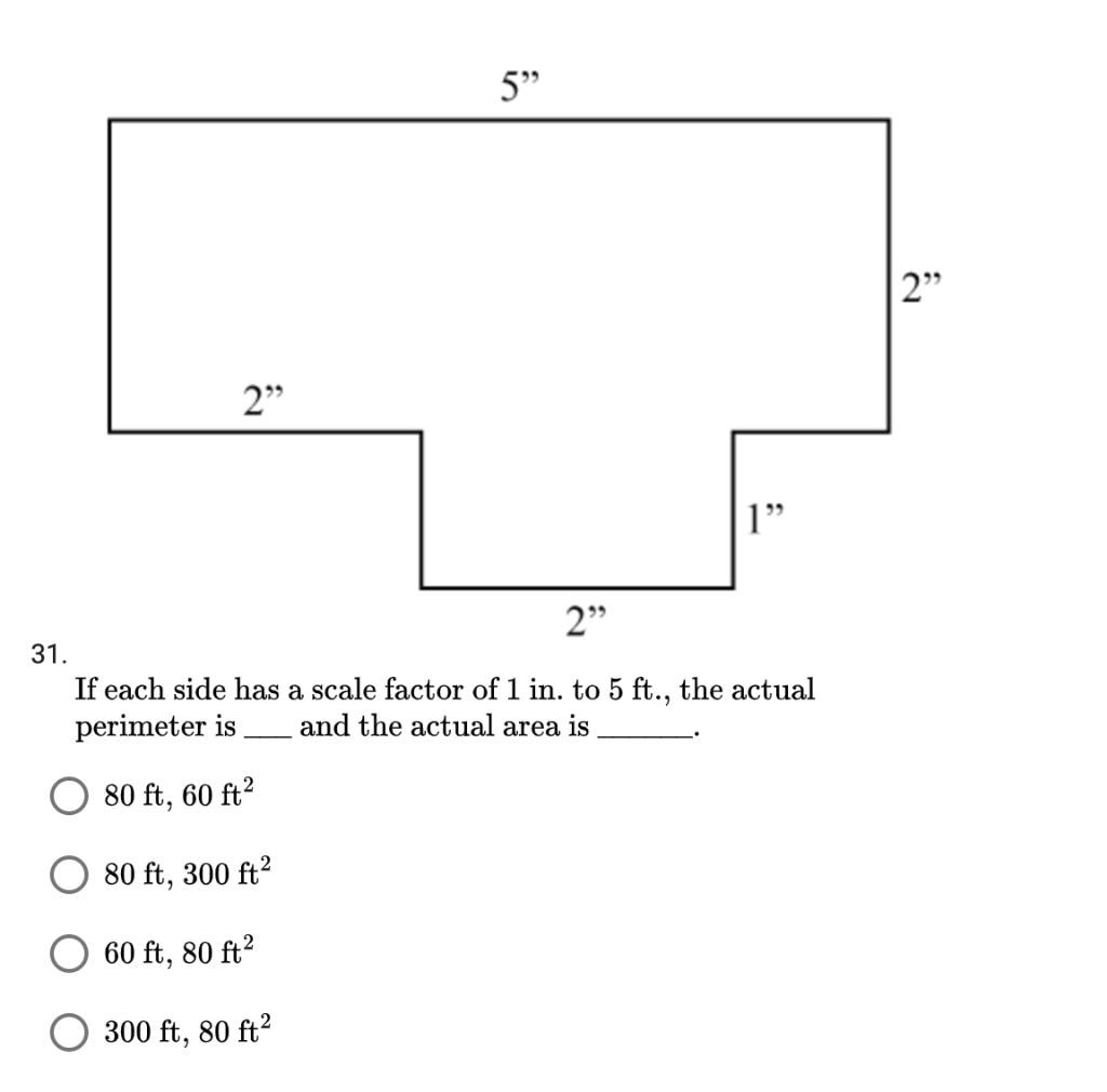 Solved 5" 2” 2" 1” 2" 31. If each side has a scale factor of | Chegg.com