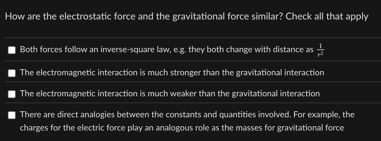 Solved How are the electrostatic force and the gravitational | Chegg.com