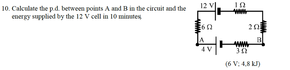 Solved 10. Calculate the p.d. between points A and B in the | Chegg.com
