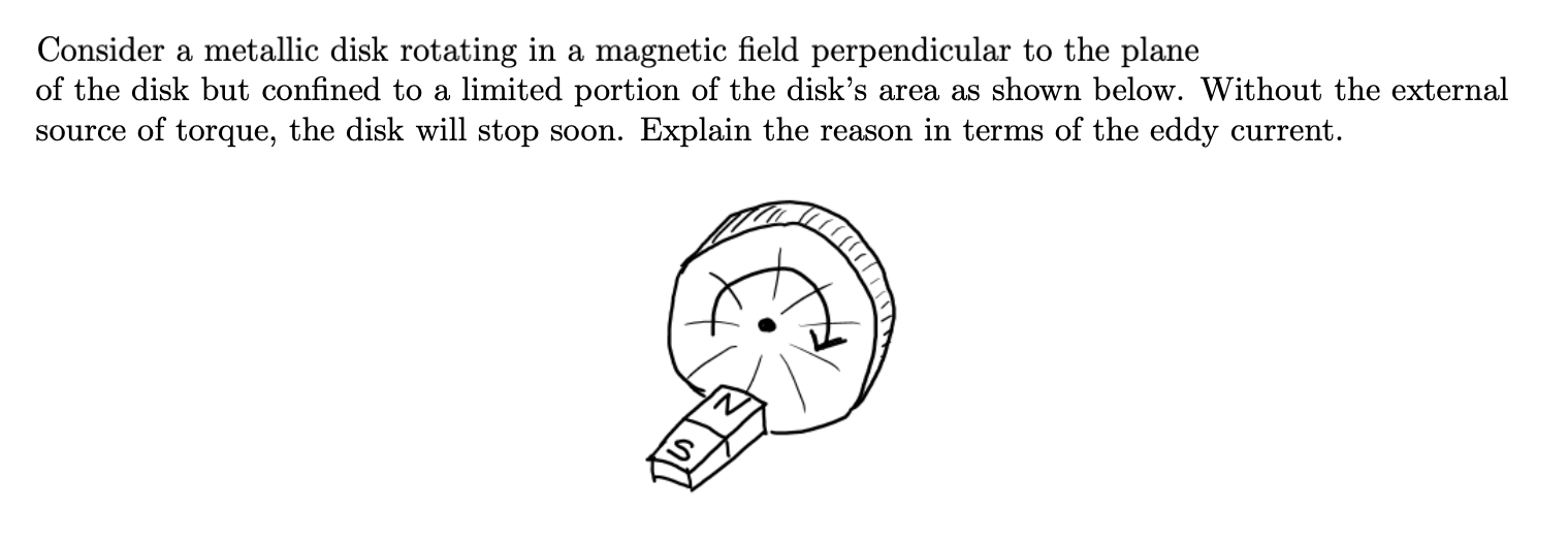 Solved Consider a metallic disk rotating in a | Chegg.com