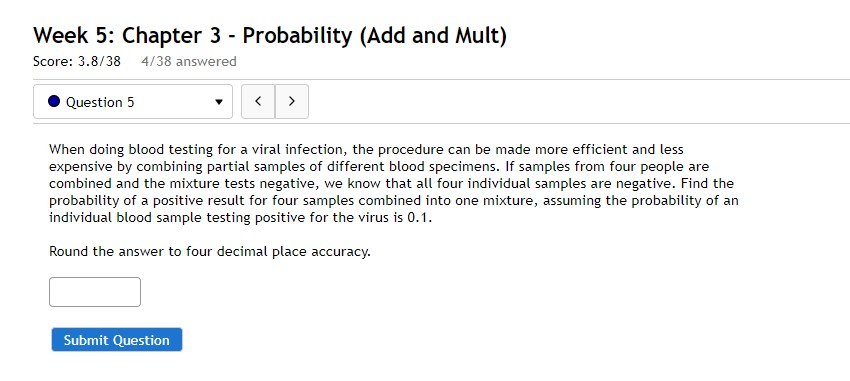 Solved Week 5: Chapter 3 - Probability (Add and Mult) Score: | Chegg.com