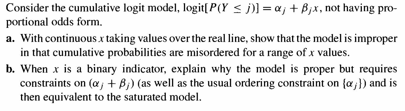 Solved Consider the cumulative logit model, | Chegg.com