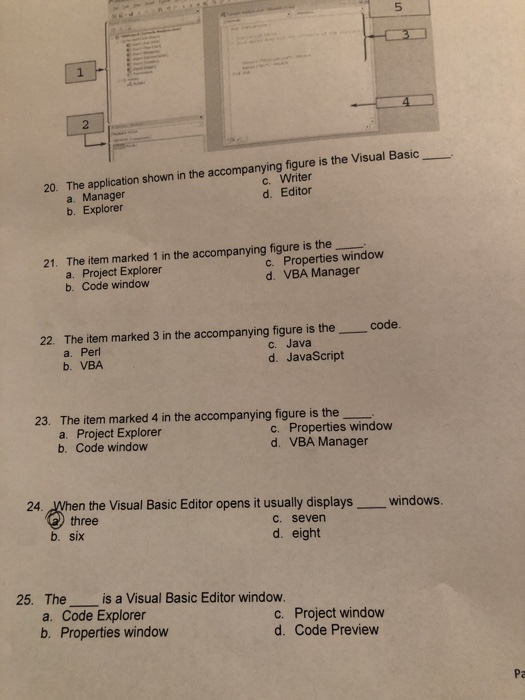 5 2 c. Writer d. Editor 20. The application shown in | Chegg.com