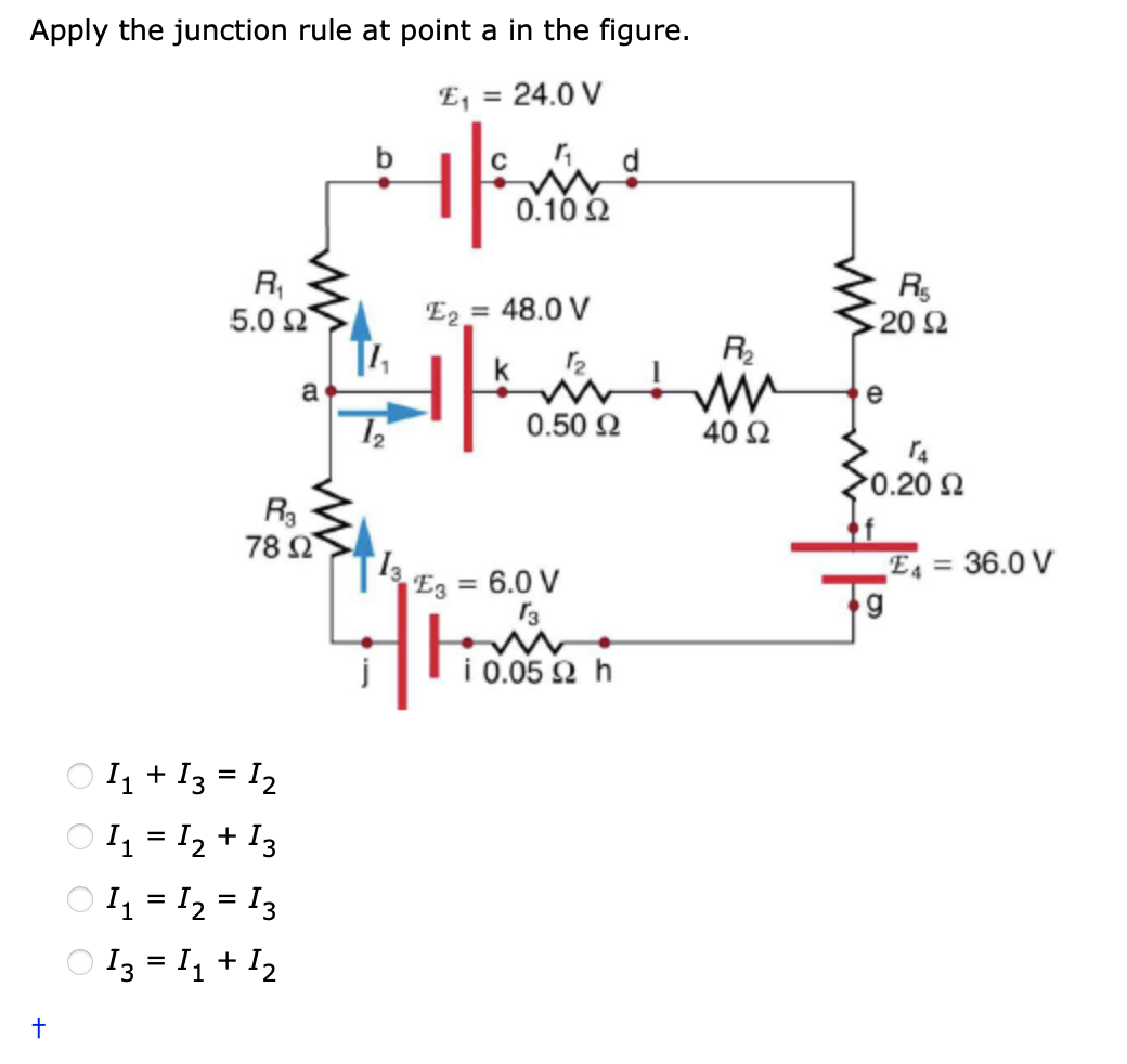 Solved Apply the junction rule at point a in the figure. Ey | Chegg.com