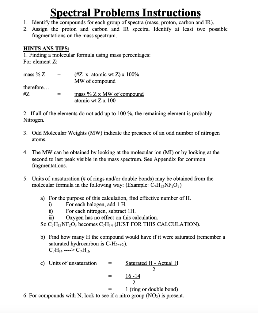 Solved Spectral Problems Instructions 1. Identify the | Chegg.com