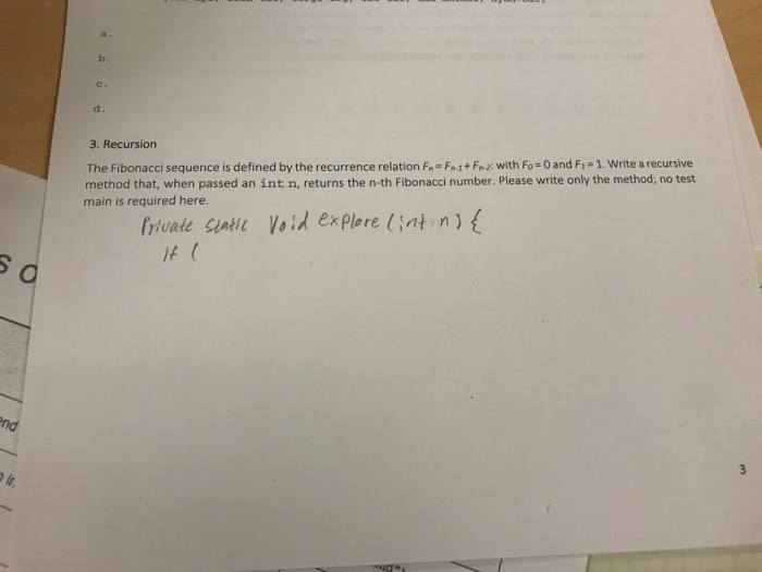 Solved b. d. 3. Recursion The Fibonacci sequence is defined | Chegg.com