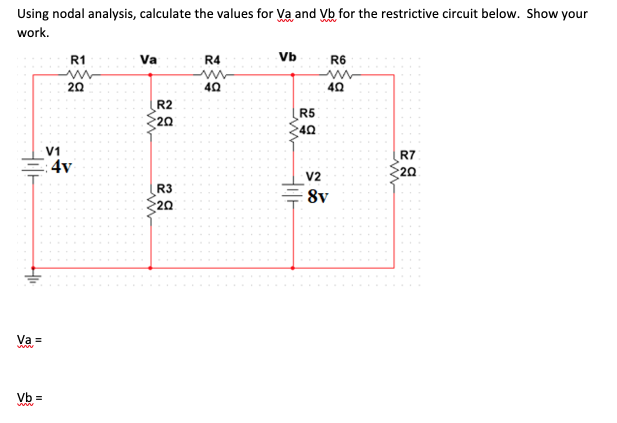 Solved Using nodal analysis, calculate the values for Va and | Chegg.com