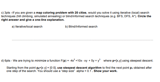 Solved c) 3pts-If you are given a map coloring problem with | Chegg.com