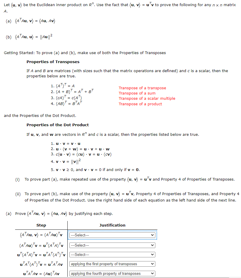 Solved Let u,v be the Euclidean inner product on Rn. Use | Chegg.com