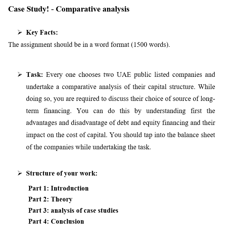 Case Study! - Comparative analysis Key Facts: The | Chegg.com