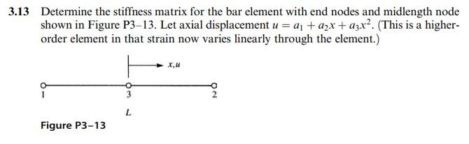 Solved 3.13 Determine the stiffness matrix for the bar | Chegg.com
