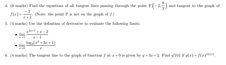 Solved 4. (6 marks) Find the equations of all tangent lines | Chegg.com