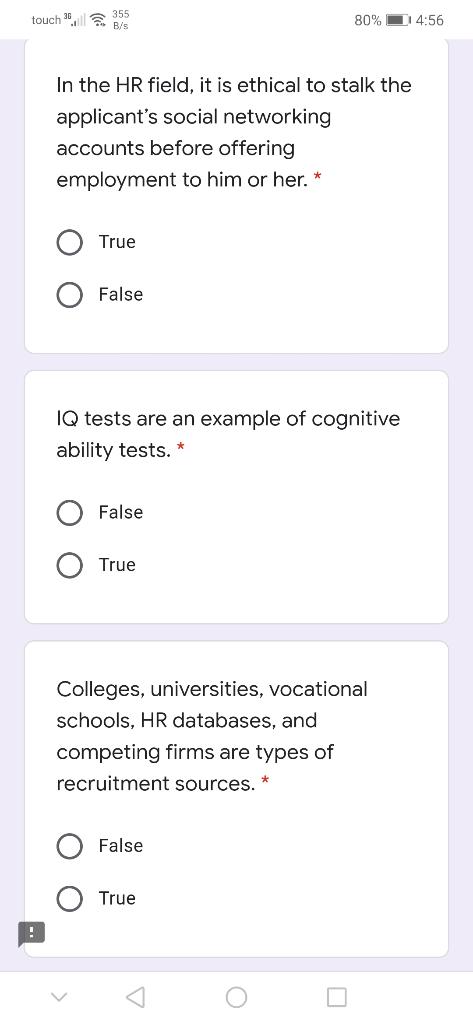 Solved touch. B/s 576 80% 14:56 docs.google.com/form :D The | Chegg.com