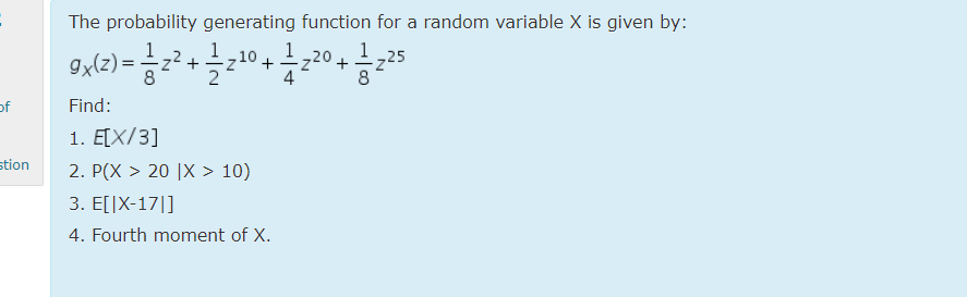 Solved of The probability generating function for a random | Chegg.com