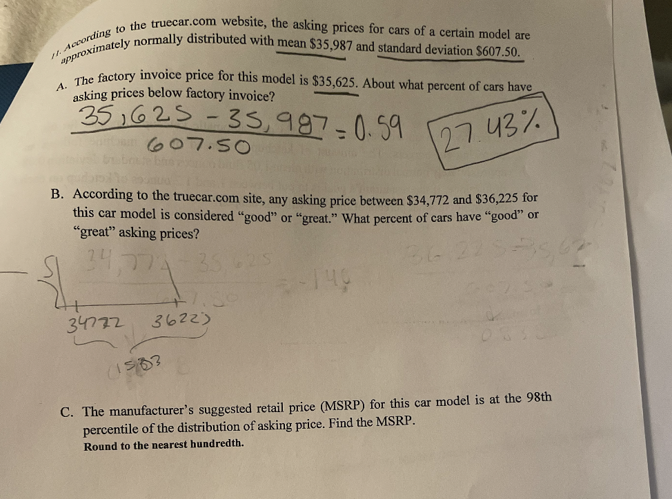 Solved 1. A cording to the truecar.com website, the asking | Chegg.com