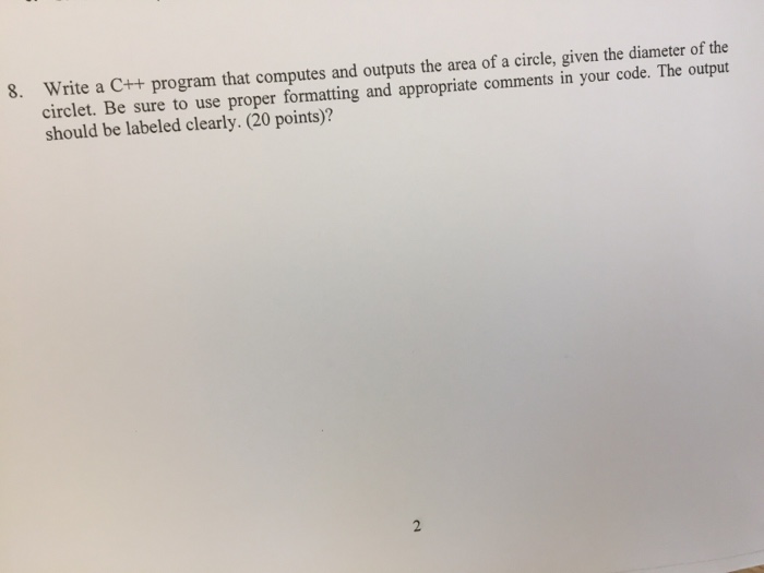 Solved Write A C Program That Computes And Outputs The