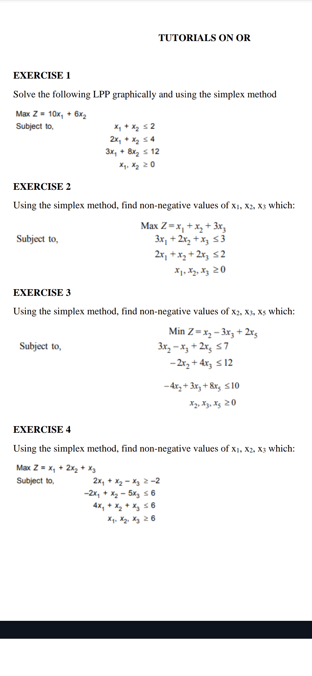 Solved −4x2+3x3+8x5x2,x3,x5≤10≥0 EXERCISE 4 Using the | Chegg.com