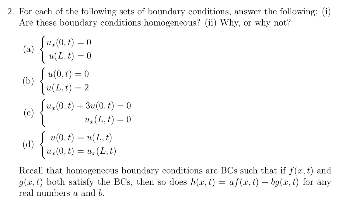 Solved 2. For each of the following sets of boundary | Chegg.com