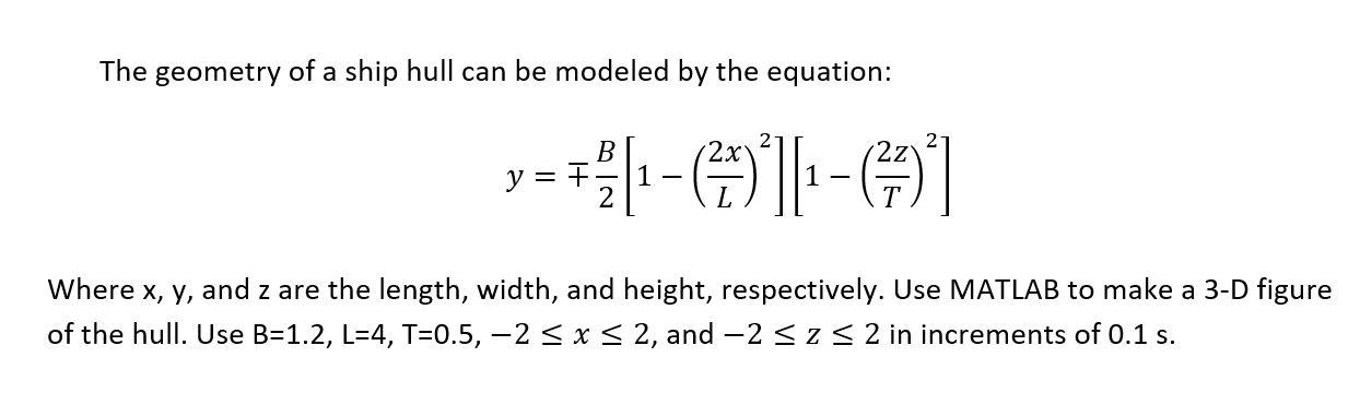 Solved The geometry of a ship hull can be modeled by the | Chegg.com