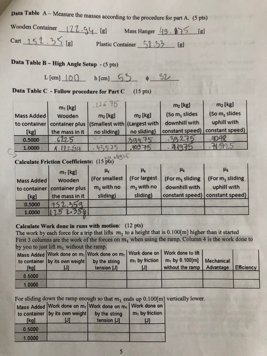 Instructions for Parts B & D: Set up ramp and measure | Chegg.com