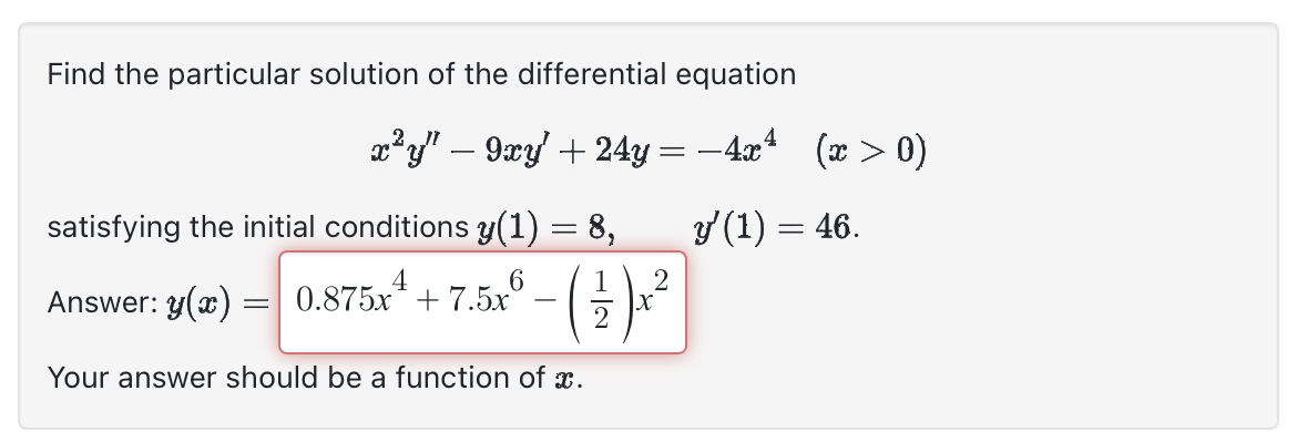 Solved Find the particular solution of the differential | Chegg.com