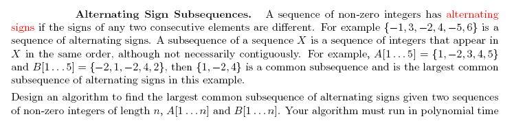 Solved Alternating Sign Subsequences. A sequence of non-zero | Chegg.com