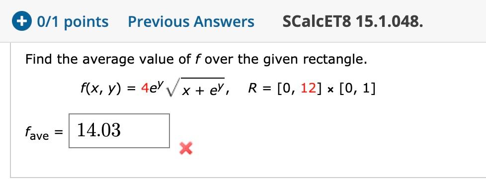 Solved + 0/1 points Previous Answers SCalcET8 15.1.048. Find | Chegg.com