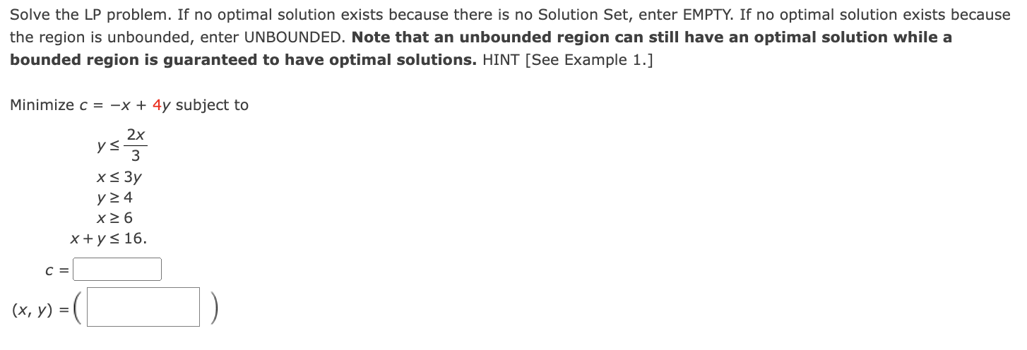 Solved Solve the LP problem. If no optimal solution exists | Chegg.com