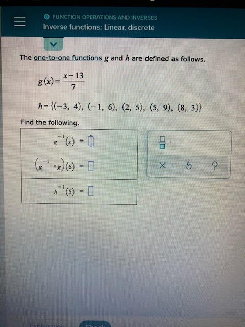 Solved FUNCTION OPERATIONS AND INVERSES Inverse functions: | Chegg.com