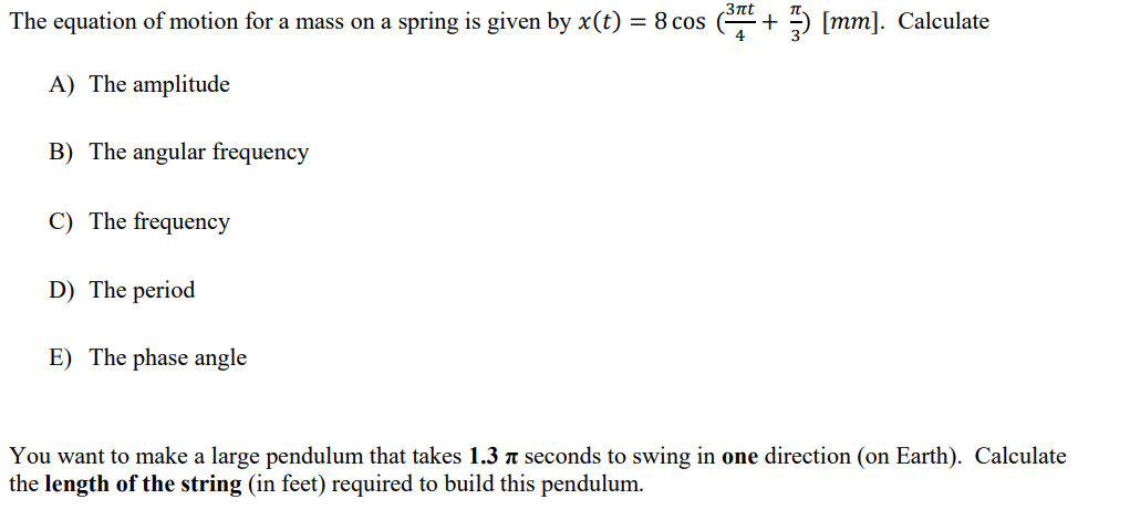 Solved The equation of motion for a mass on a spring is | Chegg.com