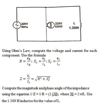 Solved Using Ohm’s Law, compute the voltage and current for | Chegg.com