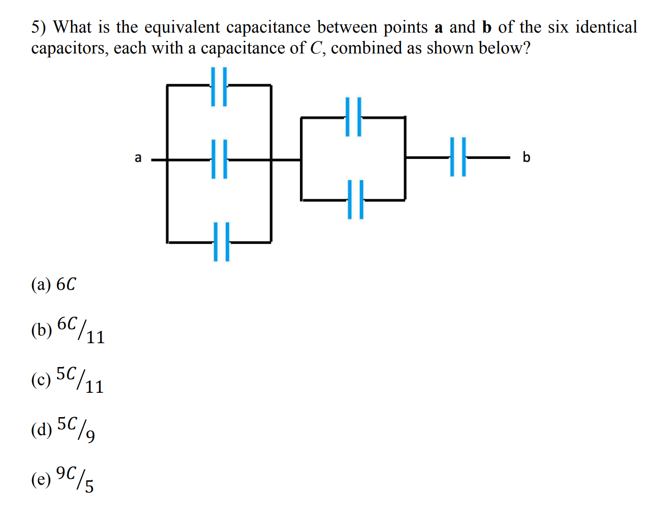 Solved 5) What is the equivalent capacitance between points | Chegg.com