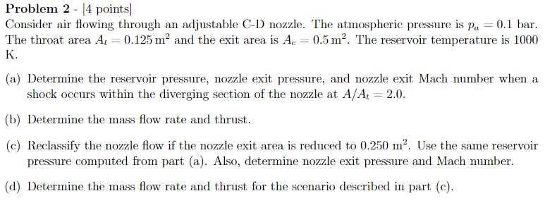 Solved Problem 2 - [4 points] Consider air flowing through | Chegg.com